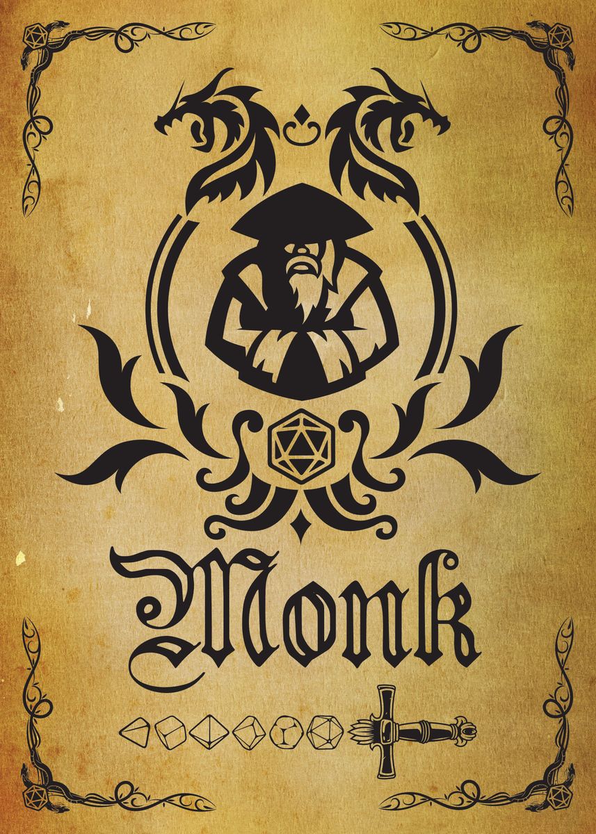 'MONK RPG CHARACTER' Poster, picture, metal print, paint by ...