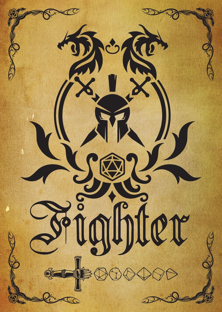 'FIGHTER RPG CHARACTER' Poster, picture, metal print, paint by ...