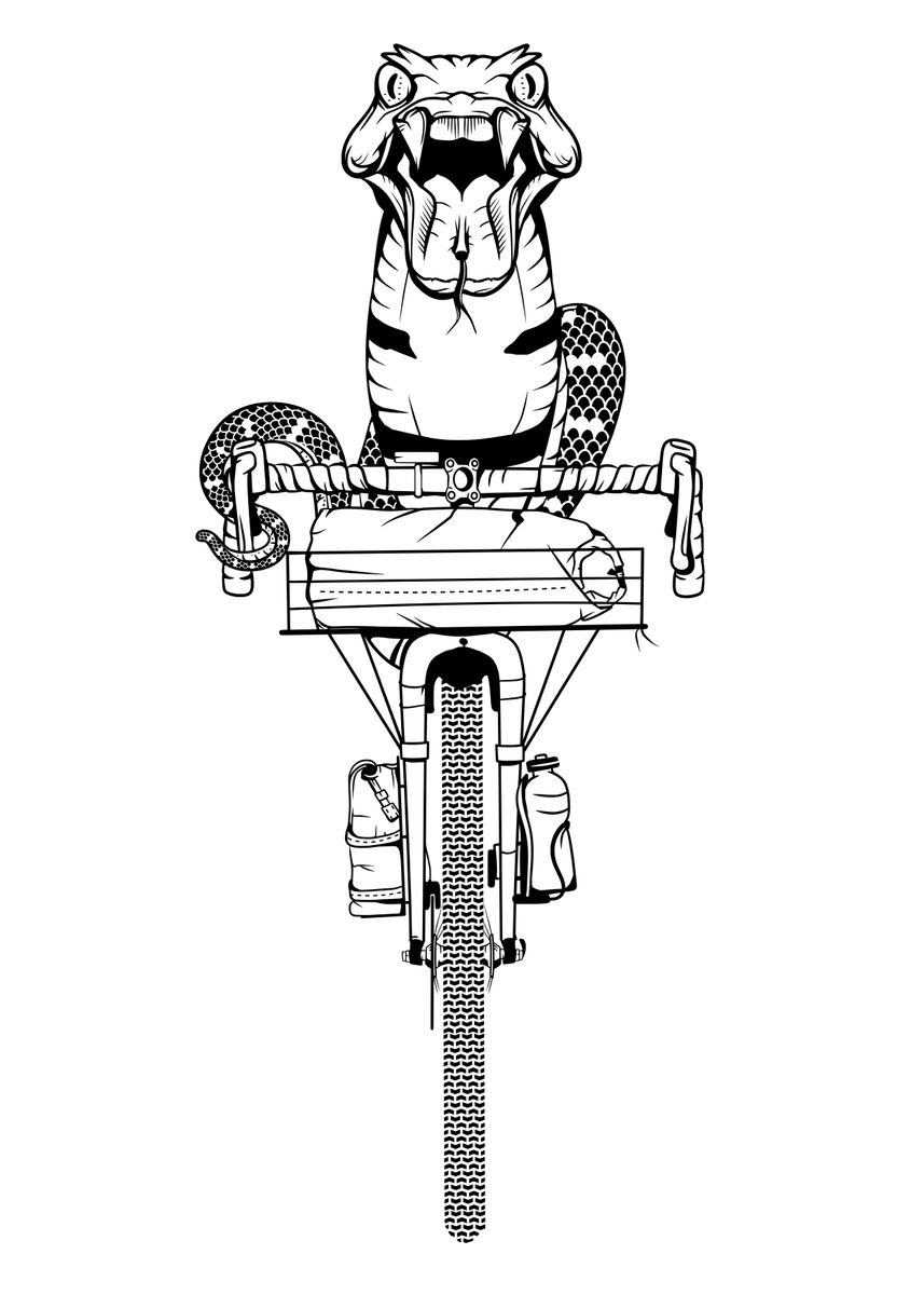 'Snake Riding A bike' Poster, picture, metal print, paint by mailbox ...