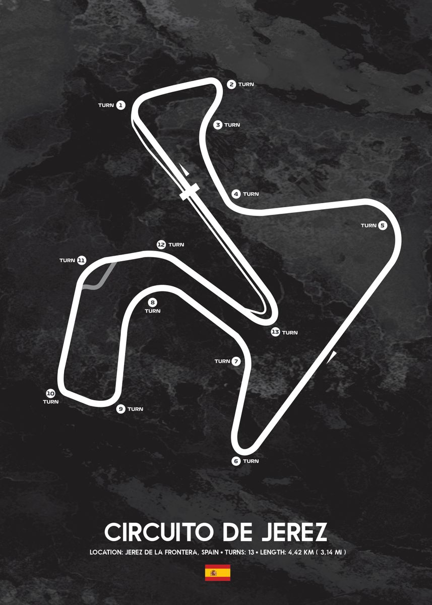 'Circuito de Jerez' Poster, picture, metal print, paint by Mapsters ...