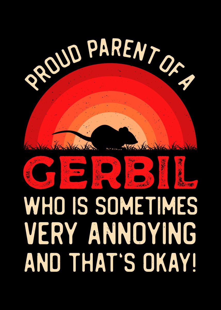 'Funny Gerbil' Poster, picture, metal print, paint by Visualz | Displate
