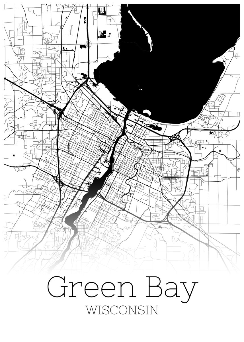 'Green Bay Wisconsin map ' Poster, picture, metal print, paint by ...
