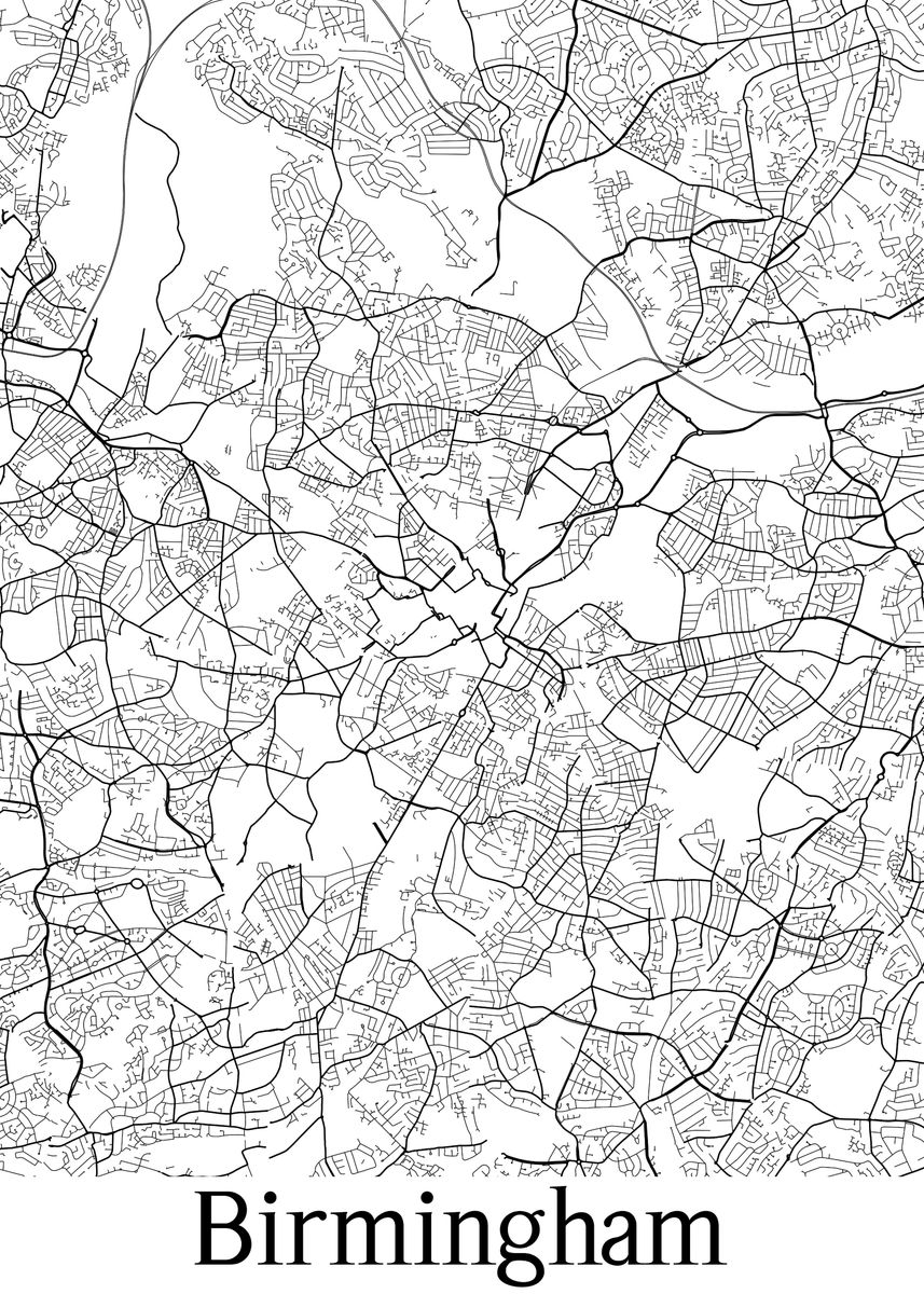 'Birmingham England Map' Poster, picture, metal print, paint by Tim ...