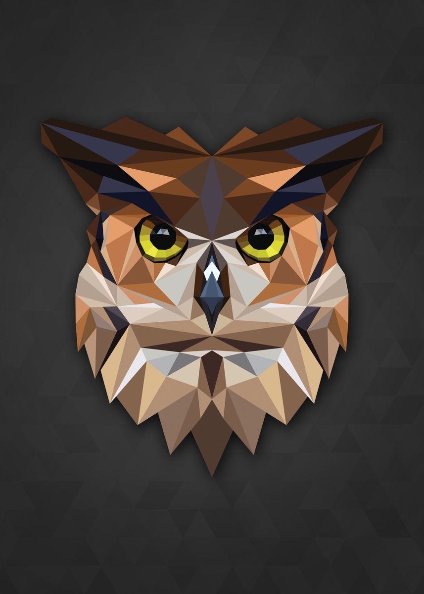 'Polygon Owl' Poster, picture, metal print, paint by Daze | Displate