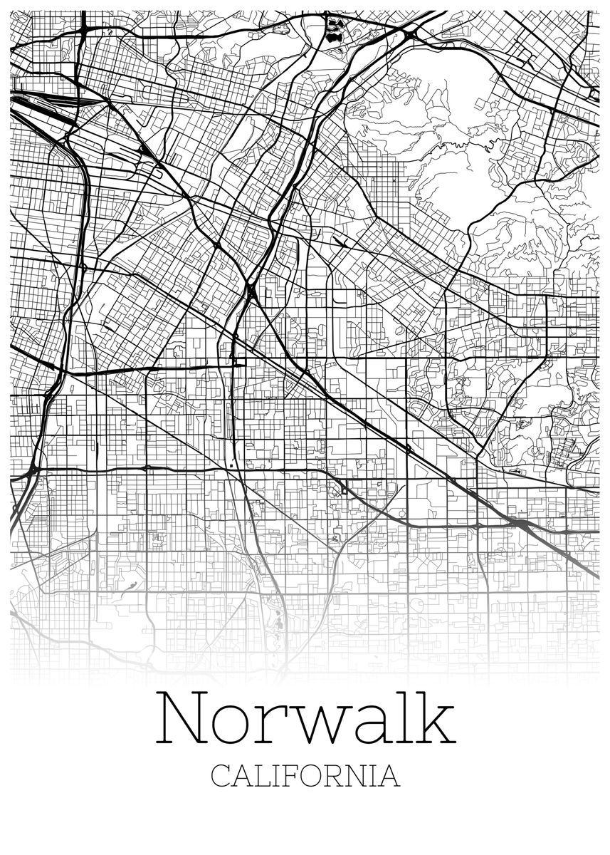 'Norwalk California map' Poster, picture, metal print, paint by ...