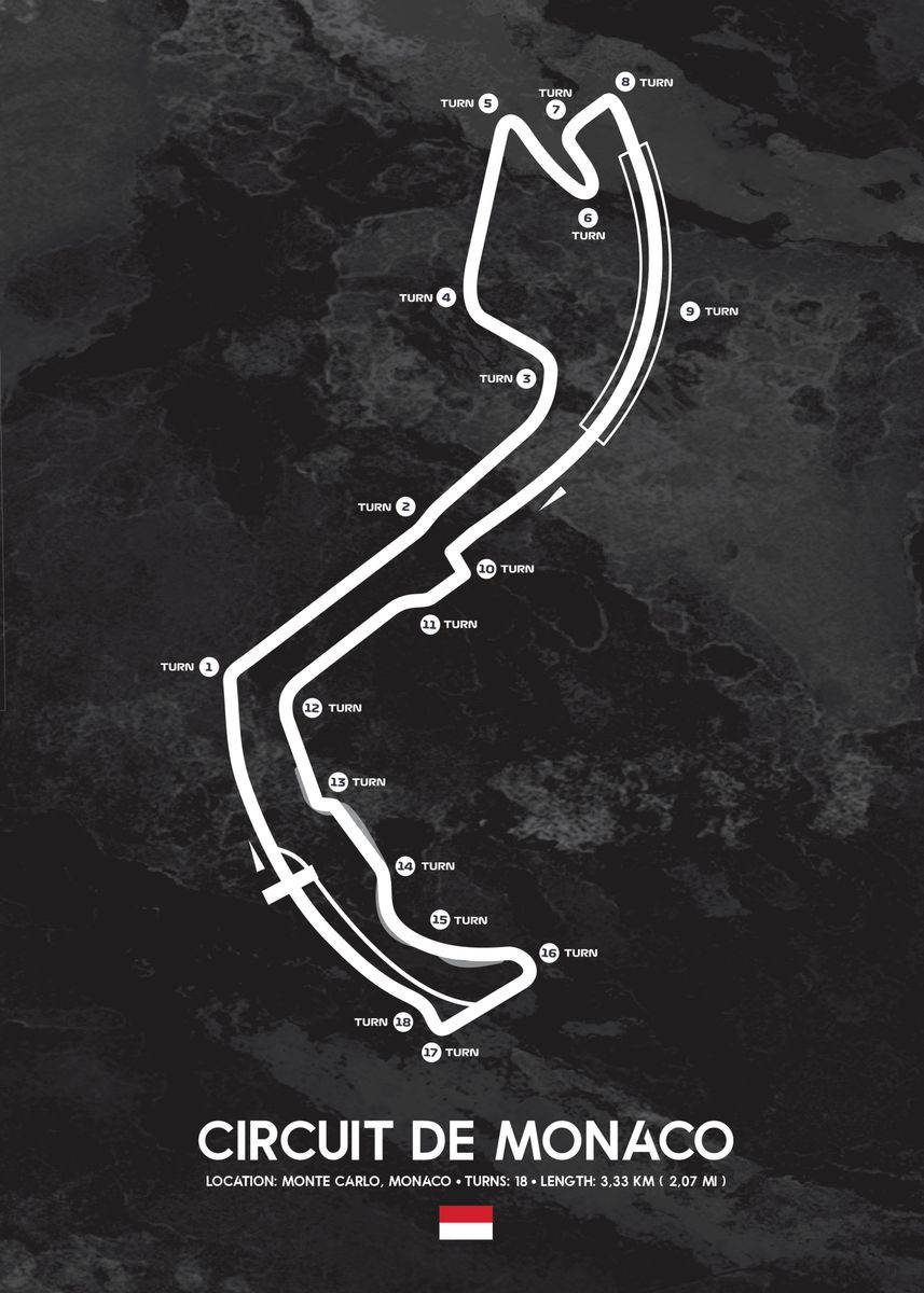 'Circuit de Monaco ' Poster, picture, metal print, paint by Mapsters ...