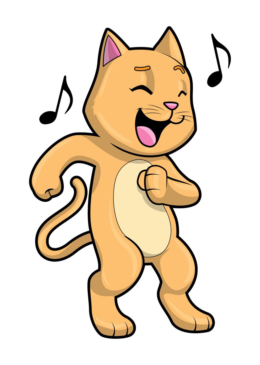 'Cat Music Dance' Poster, picture, metal print, paint by Markus ...