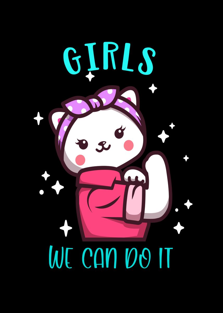 'Cute Cat Girlie Girls We' Poster by Foxxy Merch | Displate