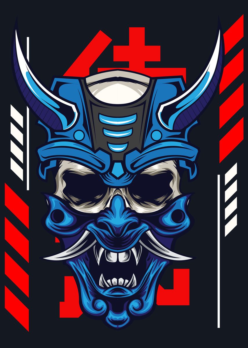 'Ronin Mask Illustration 02' Poster by Iqbal harris | Displate