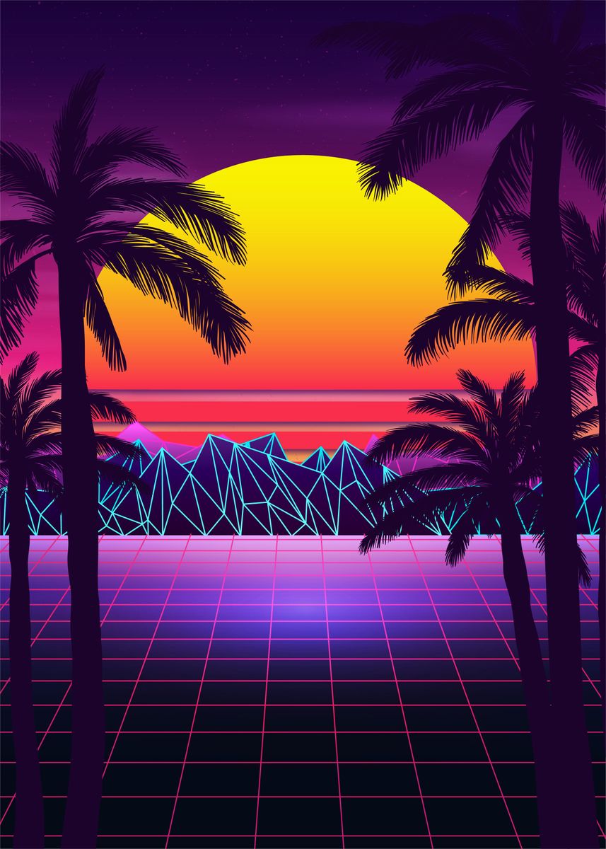 'Stunning Sunset Retrowave' Poster by EDM Project | Displate