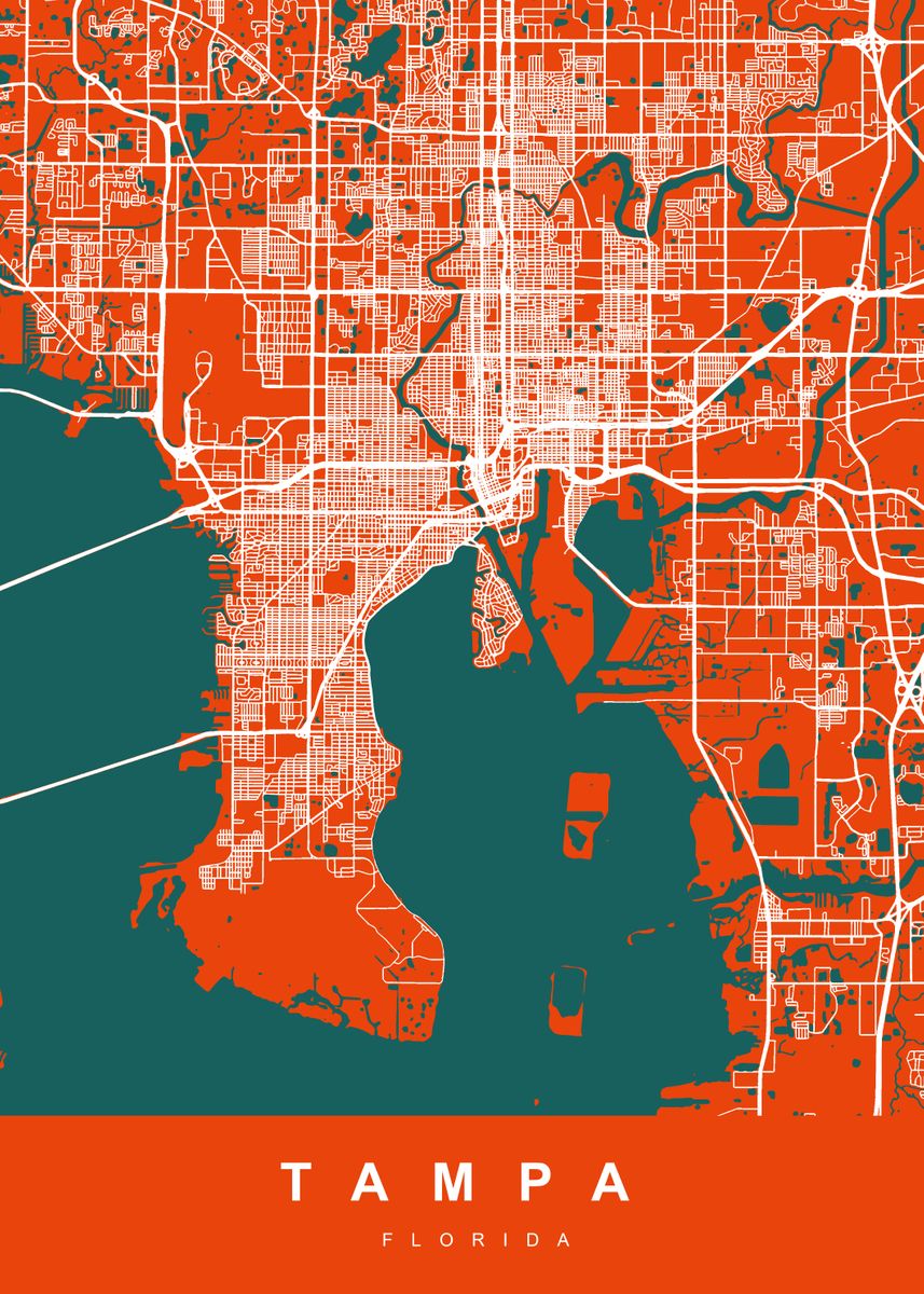 'TAMPA Art Map Florida' Poster by UrbanMaps | Displate