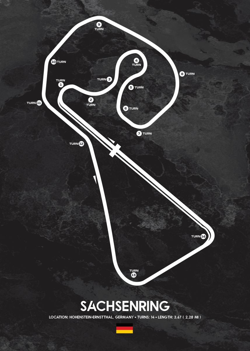 'Sachsenring' Poster, picture, metal print, paint by Mapsters | Displate