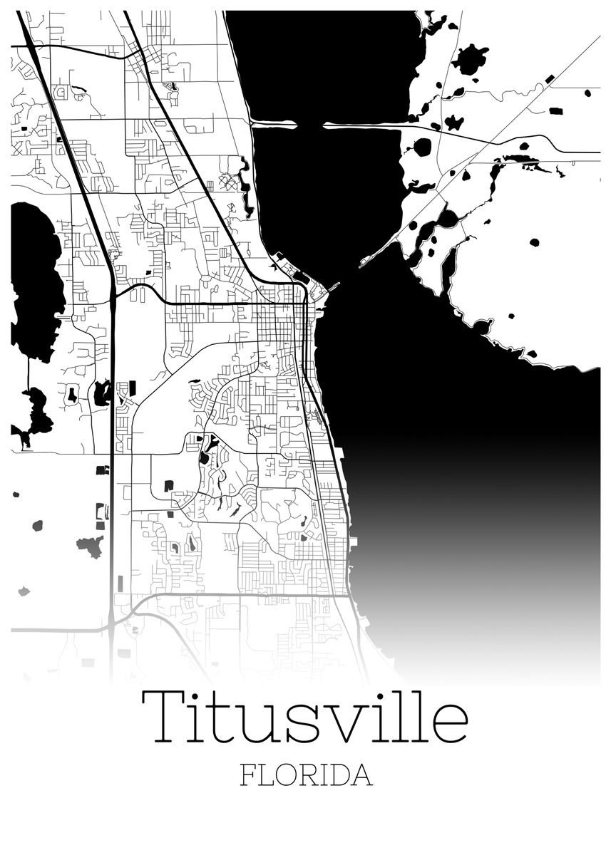 'Titusville Florida map' Poster, picture, metal print, paint by ...