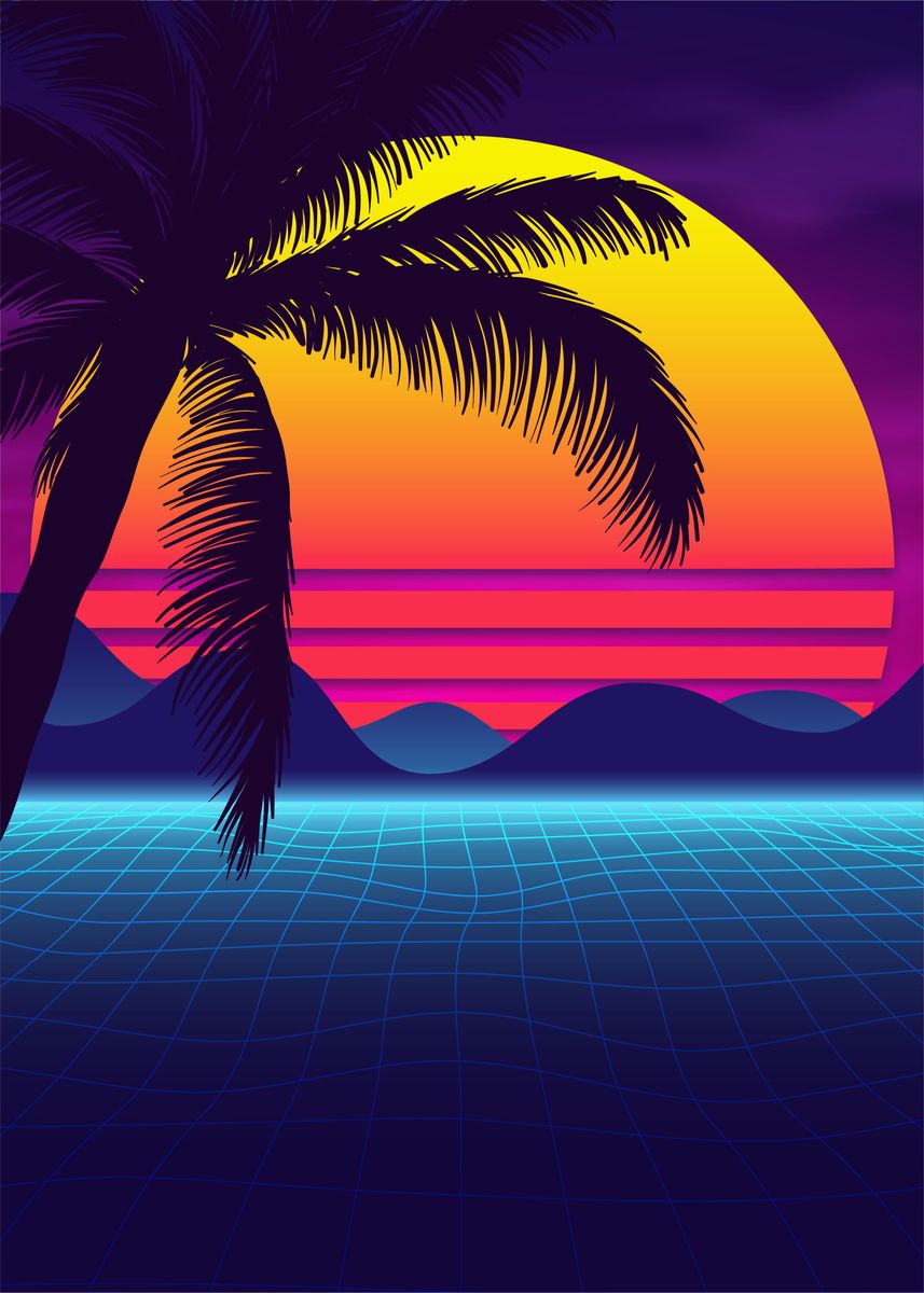 'Classic Tropical Synthwave' Poster by EDM Project | Displate