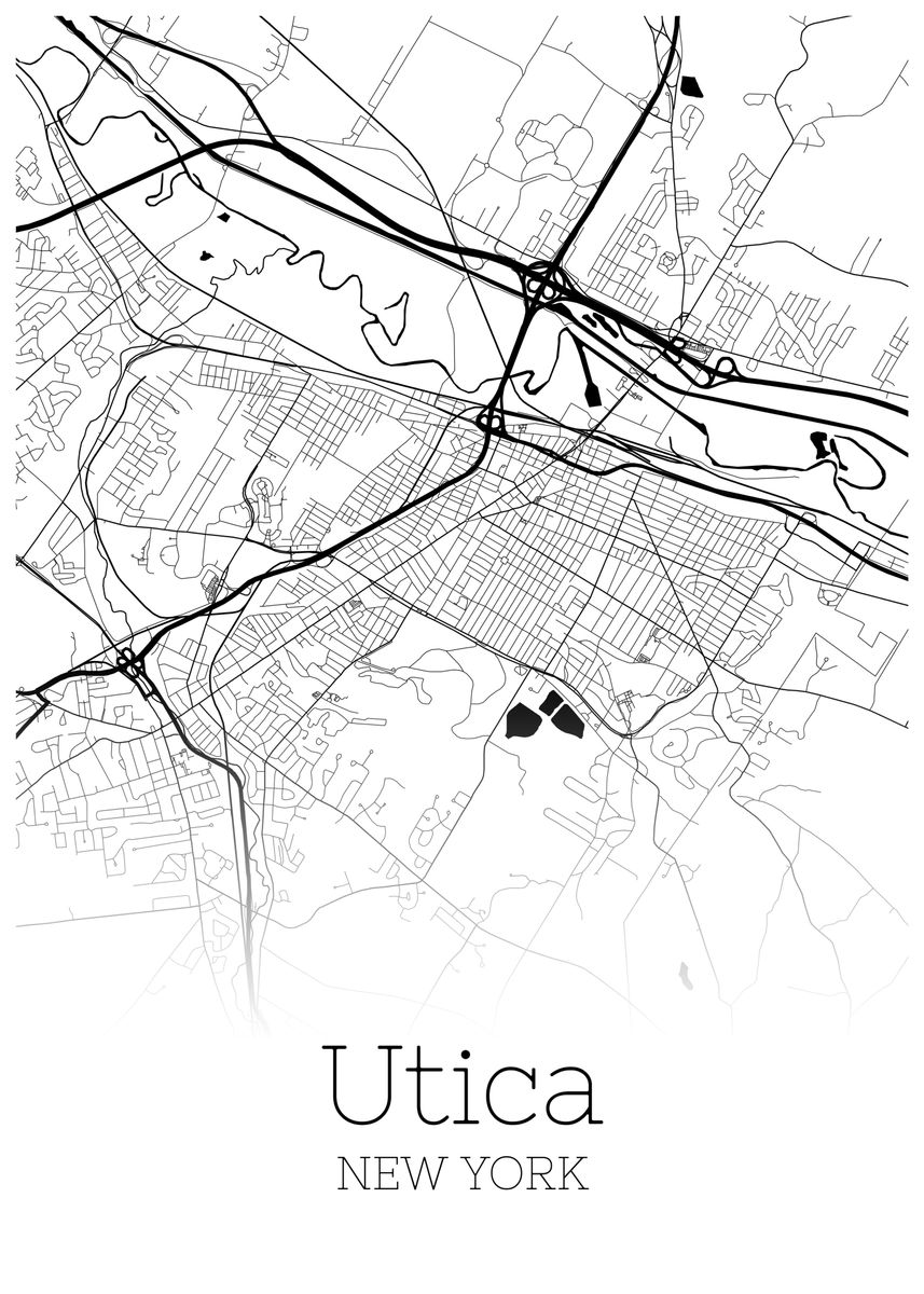 'Utica New York city map' Poster, picture, metal print, paint by ...