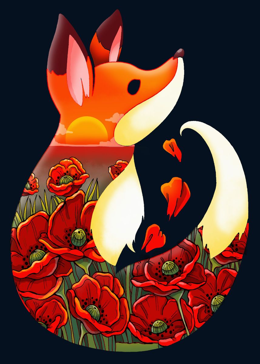 'Poppy Fox' Poster, picture, metal print, paint by Valentina Fabbri ...