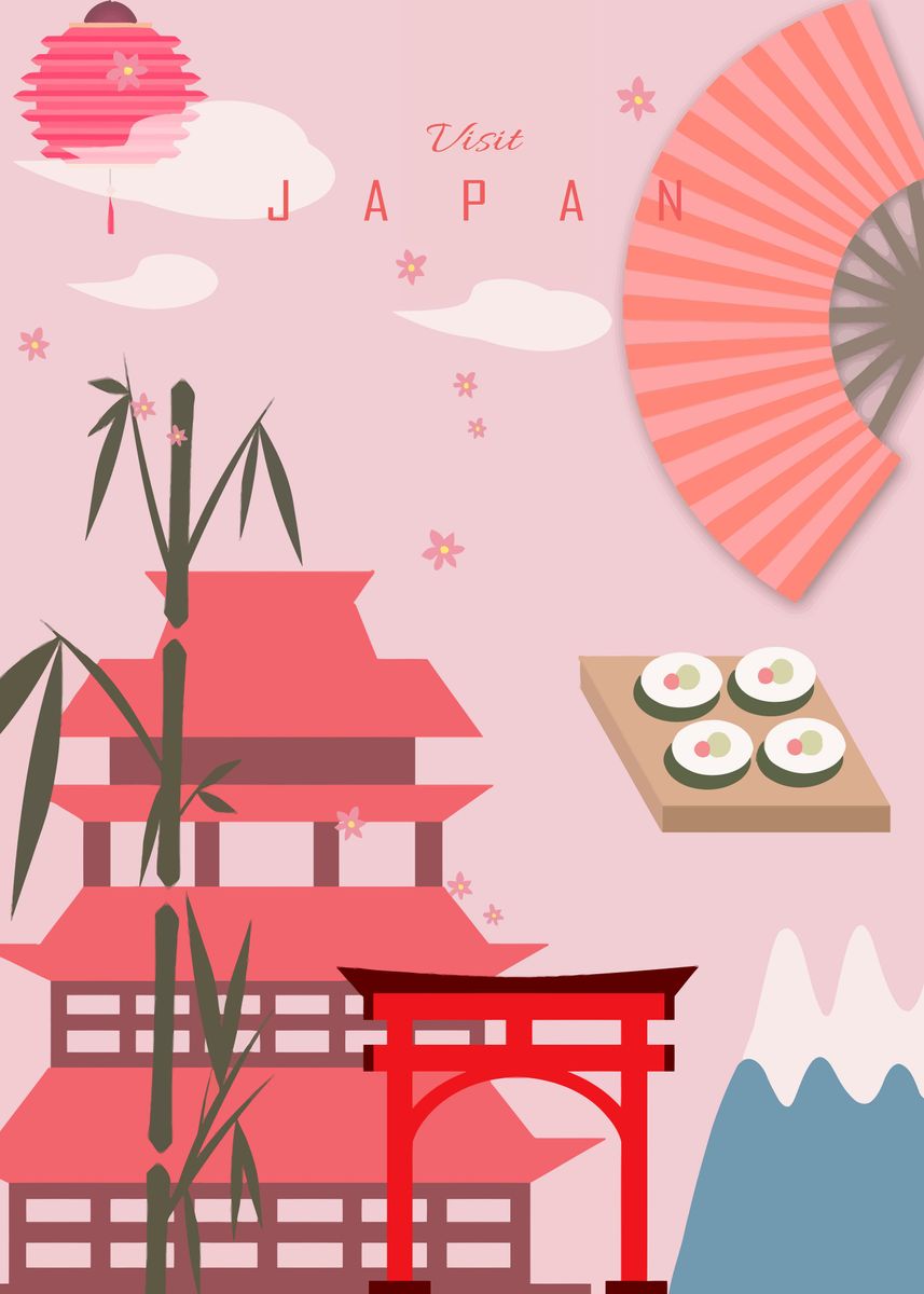 'Visit Japan' Poster, picture, metal print, paint by Metal Posters ...