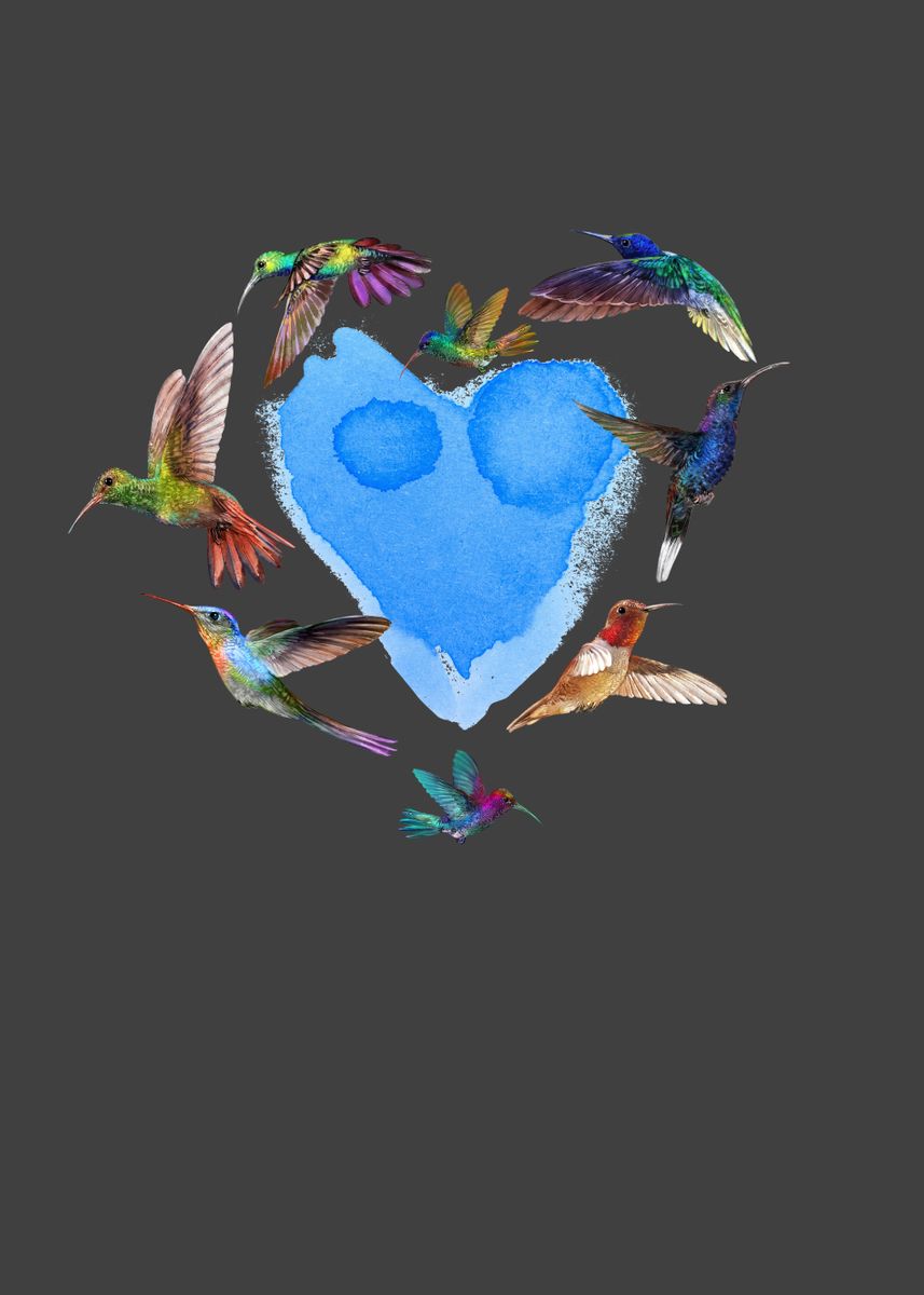 'Love Colorful Hummingbirds' Poster, picture, metal print, paint by ...