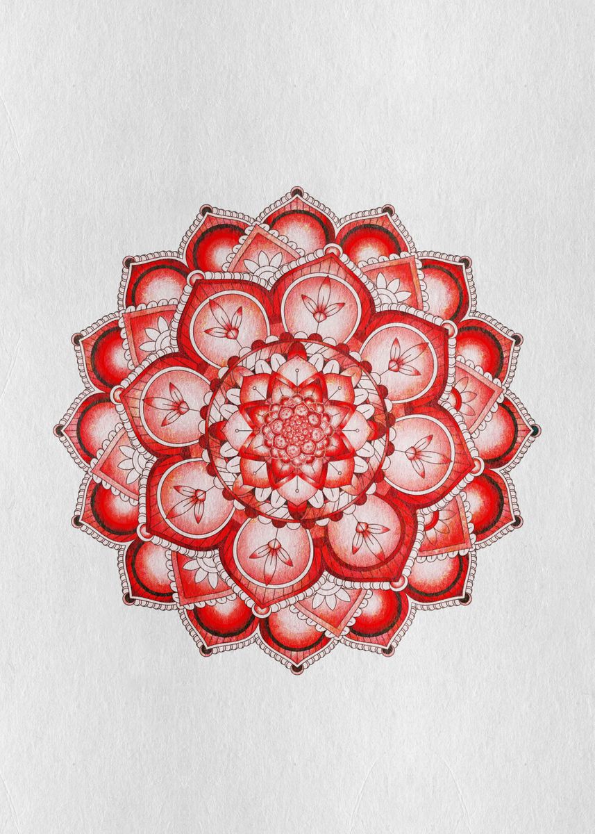 'Red Mandala' Poster, picture, metal print, paint by cesare ...