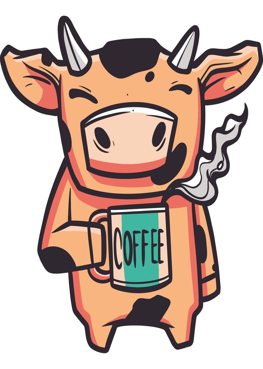 'Cow Coffee Milk' Poster, picture, metal print, paint by Geschenkelaune ...