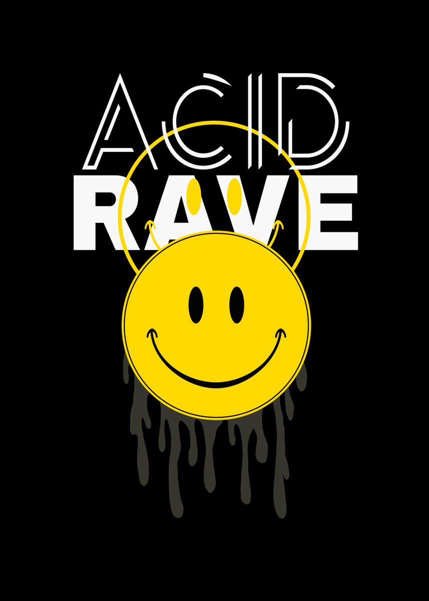 'Acid Rave Smile Face' Poster, picture, metal print, paint by Foxxy ...