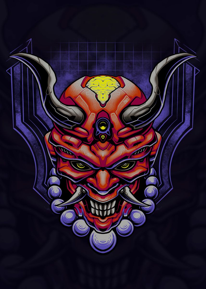 'The Japanese Devil Robot' Poster, picture, metal print, paint by ...