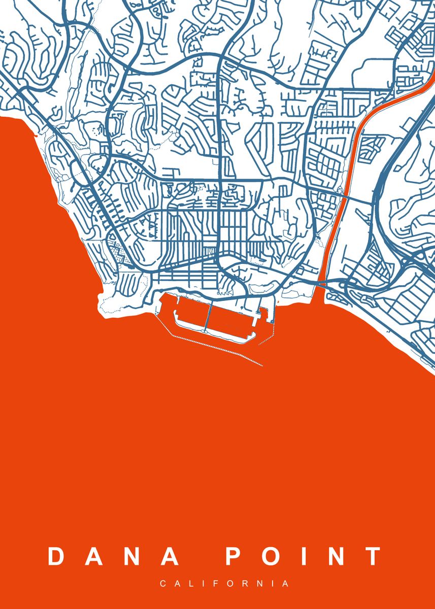 'DANA POINT Art Map USA' Poster, picture, metal print, paint by ...