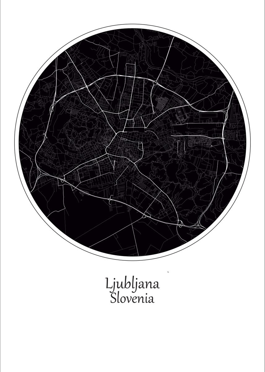'Ljubljana Map Slovenia' Poster, picture, metal print, paint by Gigi ...