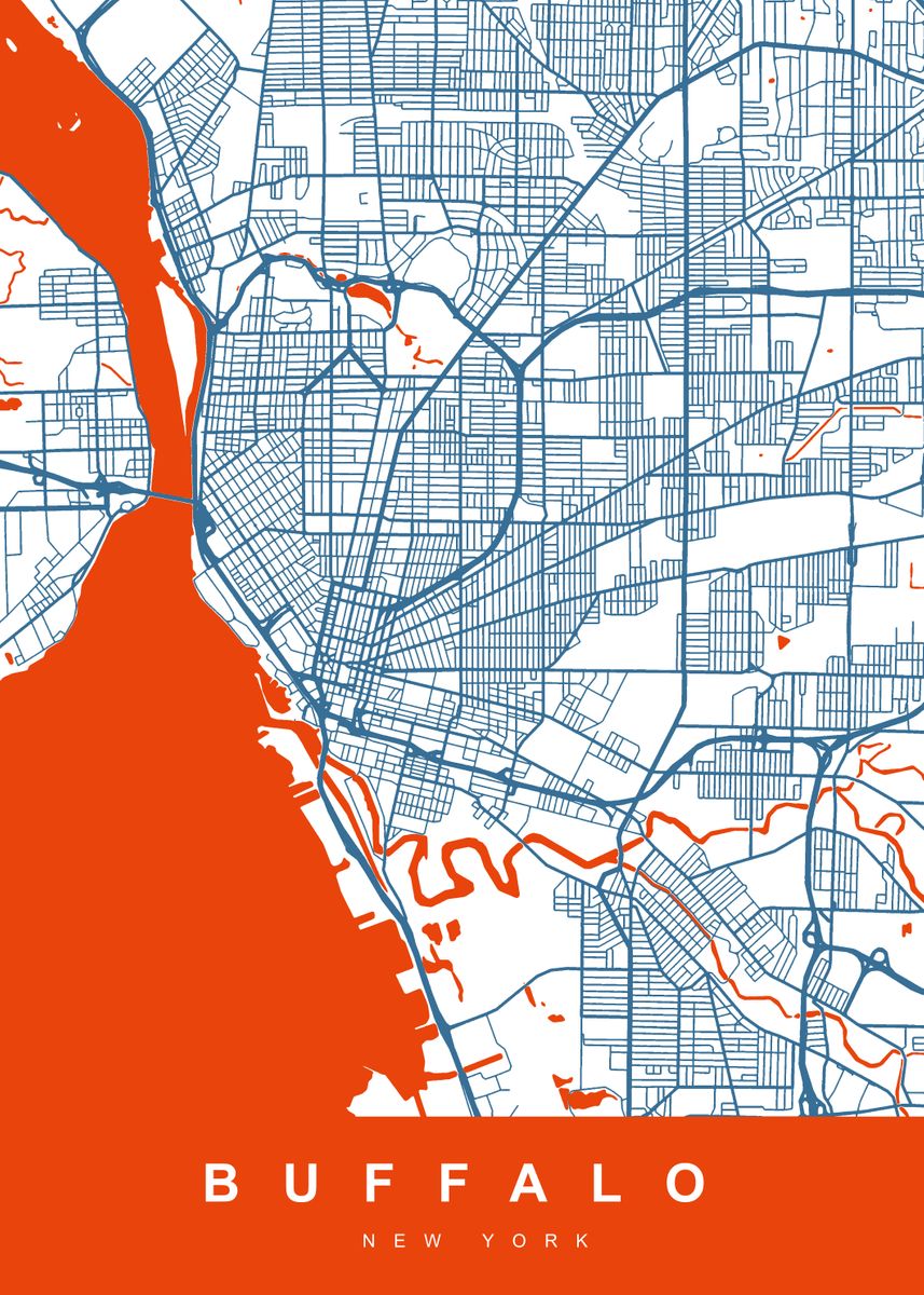 'BUFFALO Art Map New York' Poster, picture, metal print, paint by ...