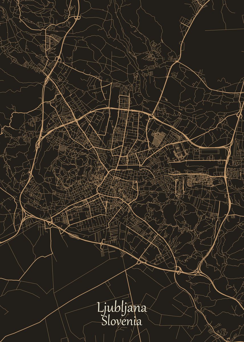'Ljubljana Map Slovenia' Poster by Gigi Bgm | Displate