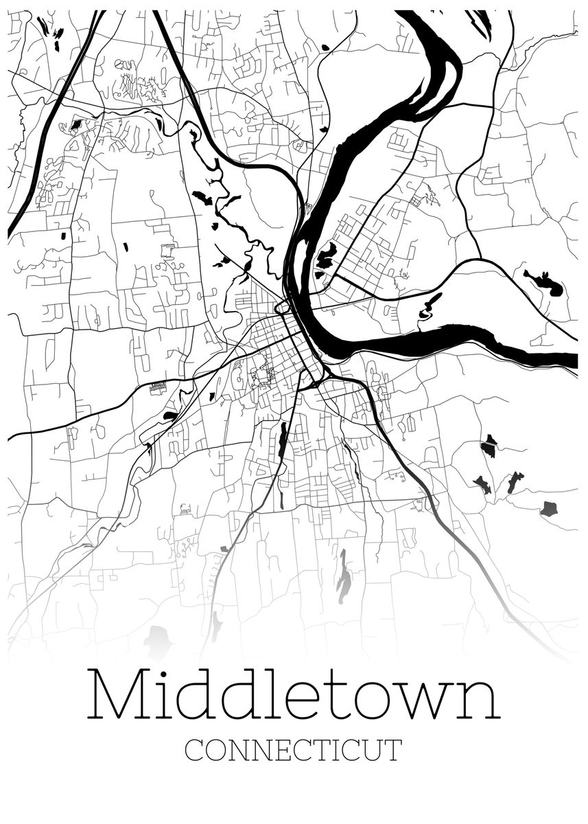 'Middletown Connecticut map' Poster by RelDesign | Displate