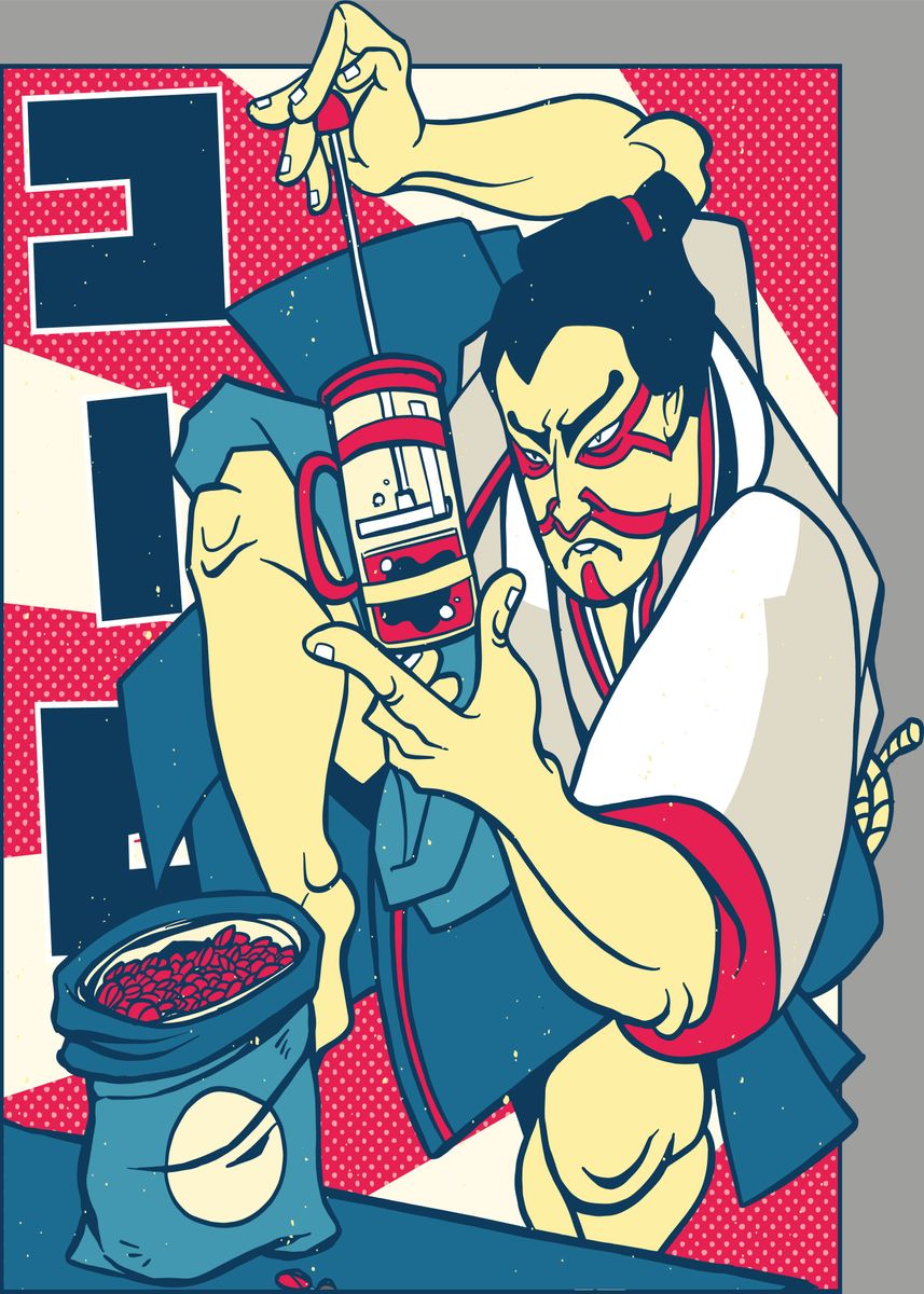 'Samurai Coffee' Poster, picture, metal print, paint by Geschenkelaune ...