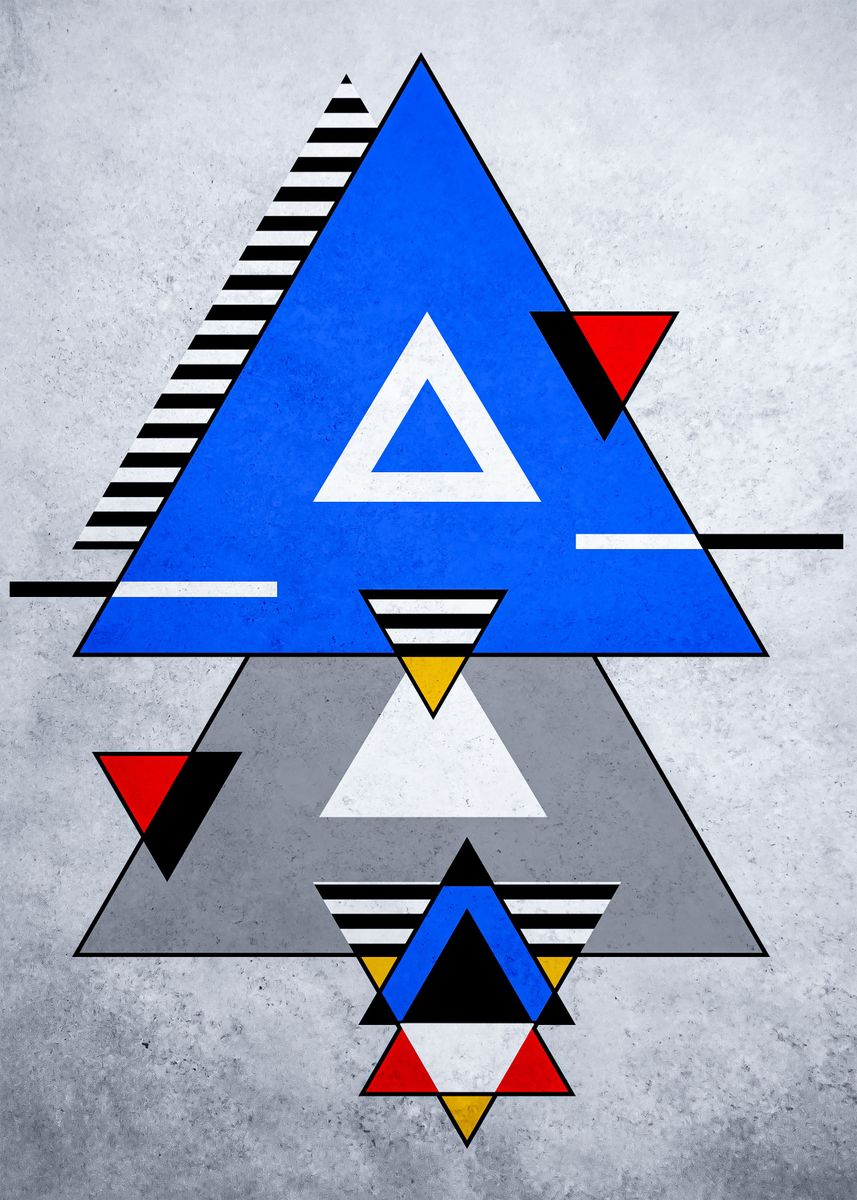'Abstract Triangles' Poster, picture, metal print, paint by Milos ...