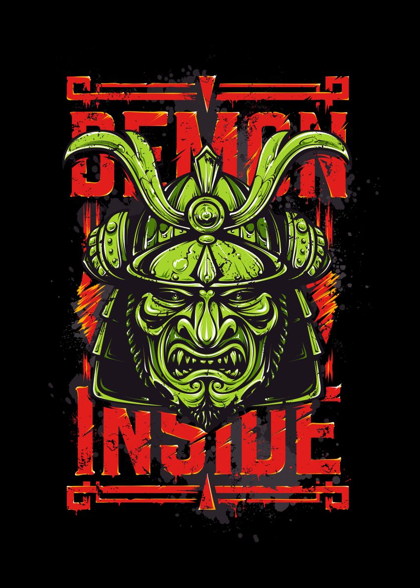 'Demon Inside Samurai Mask' Poster, picture, metal print, paint by ...