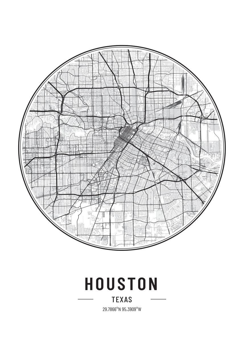 'Houston Texas USA map' Poster, picture, metal print, paint by ...