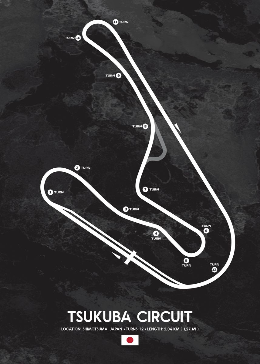'Tsukuba Circuit' Poster, picture, metal print, paint by Mapsters ...