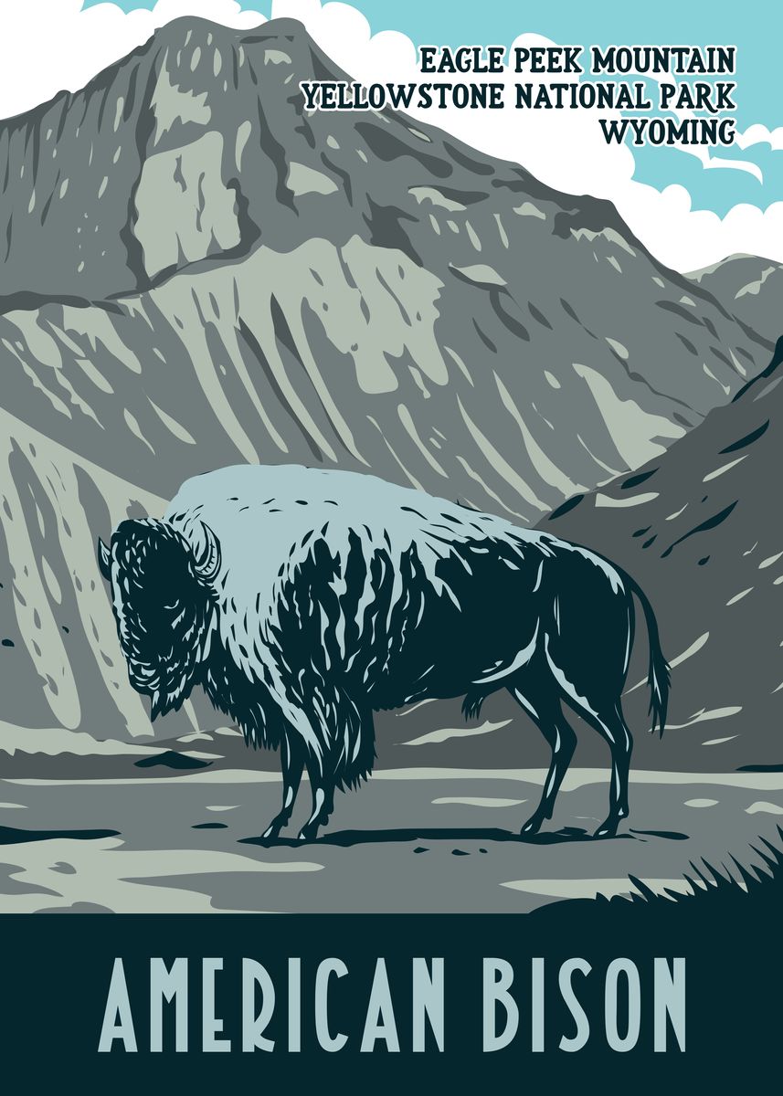 'American Bison WPA' Poster, picture, metal print, paint by John Lucke ...