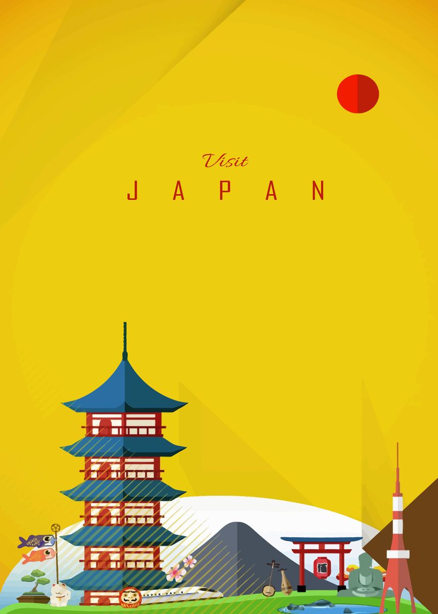 'Visit Japan' Poster, picture, metal print, paint by Metal Posters ...