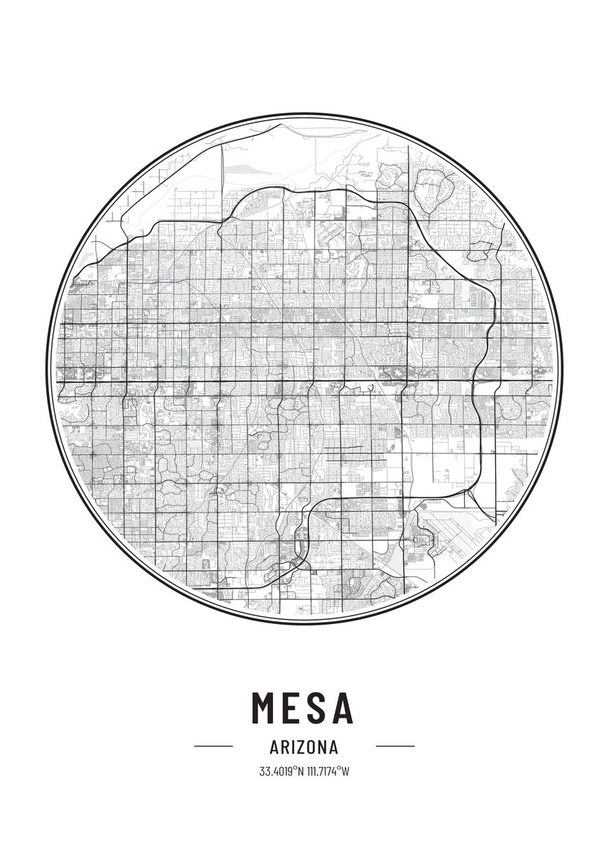 'Mesa Arizona usa map' Poster, picture, metal print, paint by ...