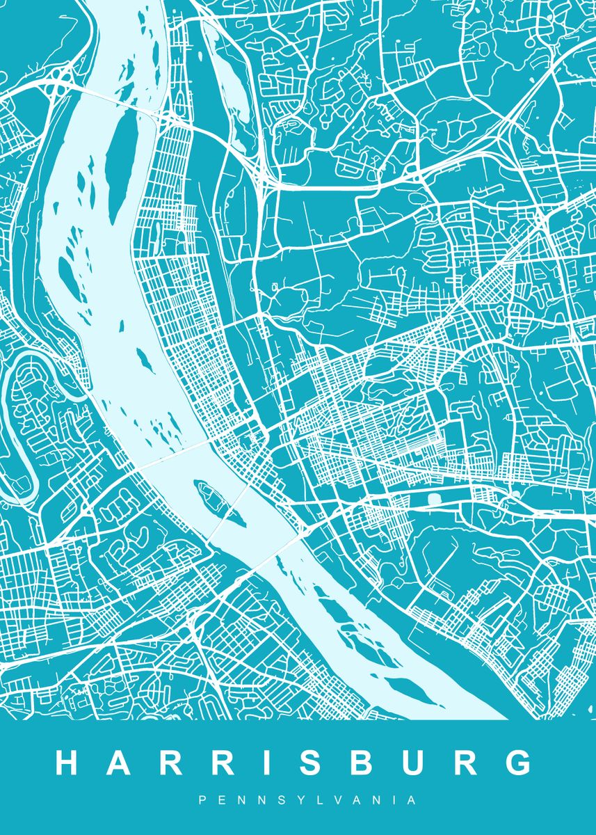 'HARRISBURG Art Map' Poster by UrbanMaps | Displate
