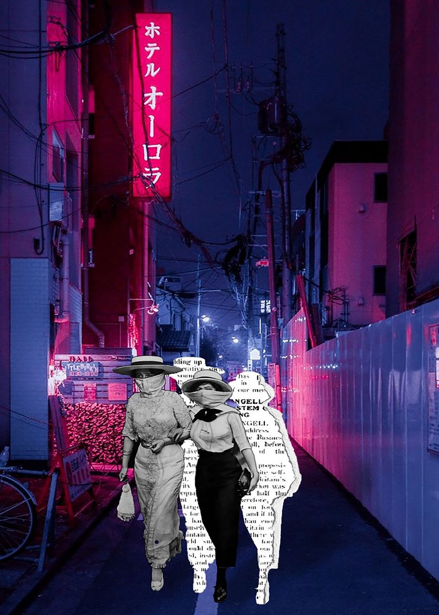 'Neon walk' Poster, picture, metal print, paint by drjimjack | Displate