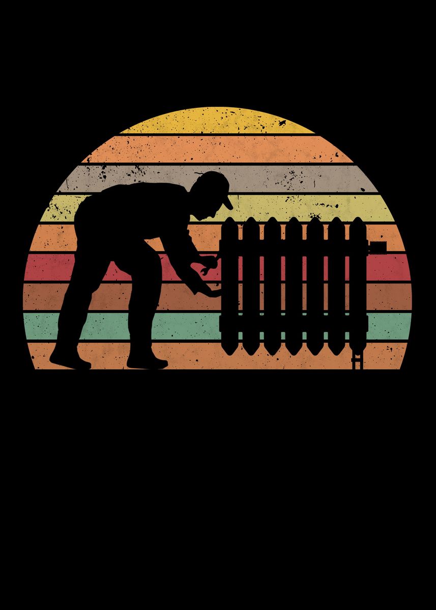 'Heating Engineer Vintage' Poster, picture, metal print, paint by ...