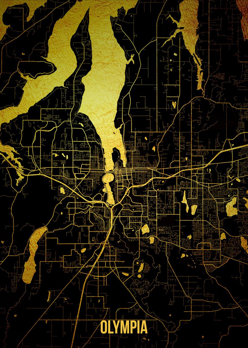 'Olympia gold map' Poster by Stefano Lunghi | Displate