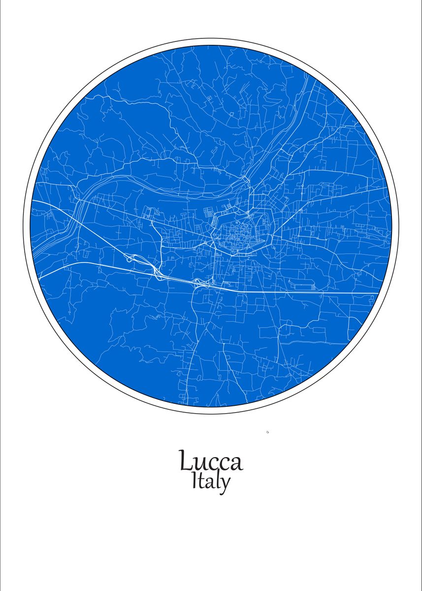 'Lucca City Map Italy' Poster, picture, metal print, paint by Gigi Bgm ...
