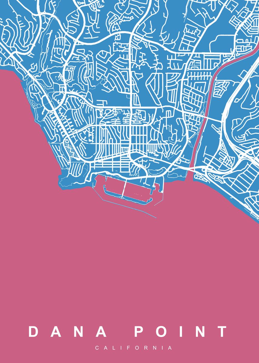 'DANA POINT Art Map' Poster, picture, metal print, paint by UrbanMaps ...
