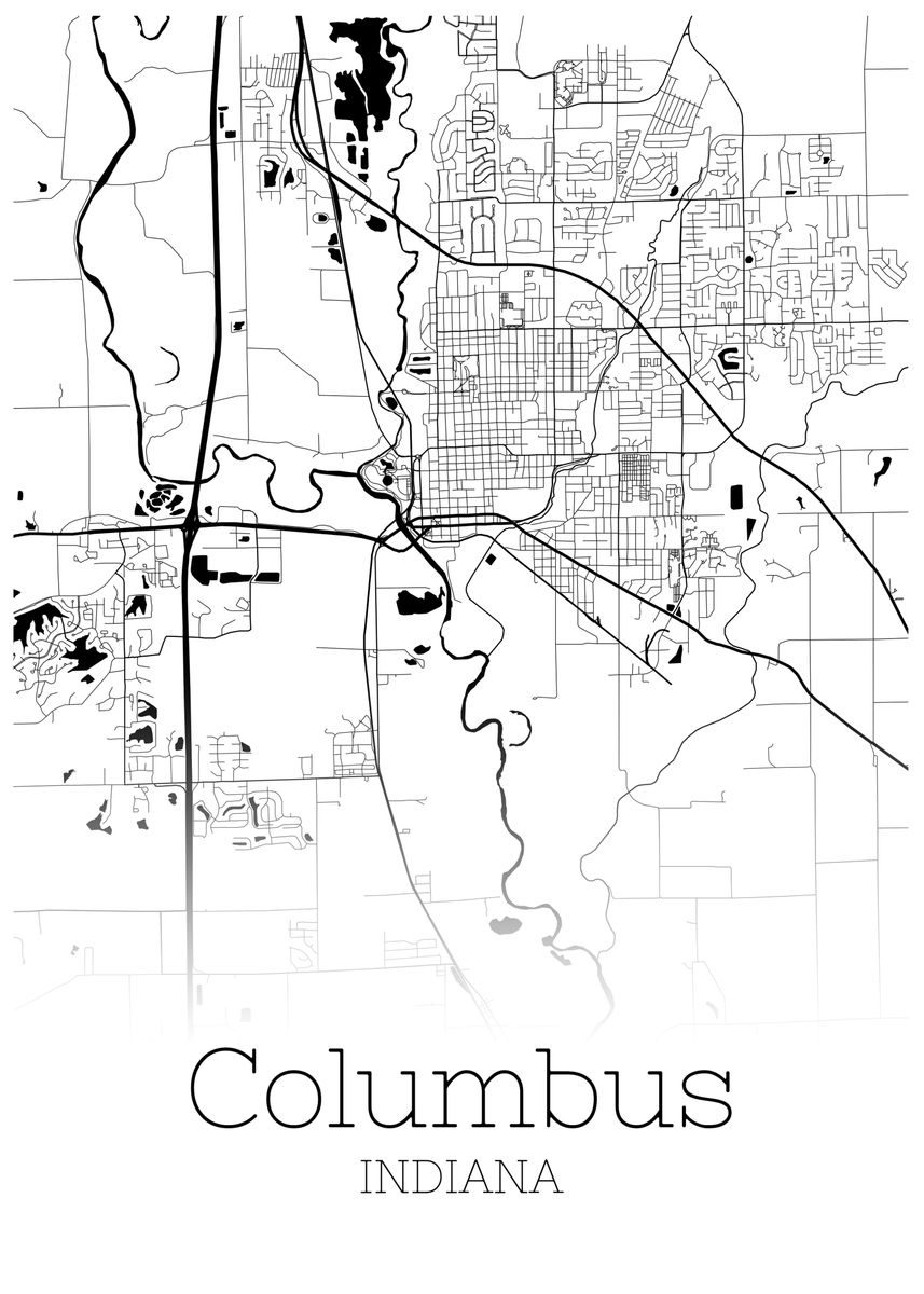 'Columbus Indian city map' Poster by RelDesign | Displate