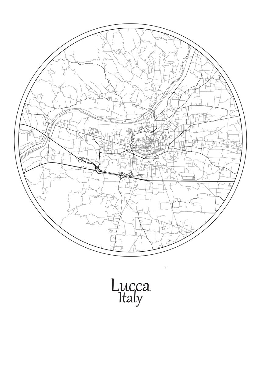 'Lucca City Map Italy' Poster, picture, metal print, paint by Gigi Bgm ...