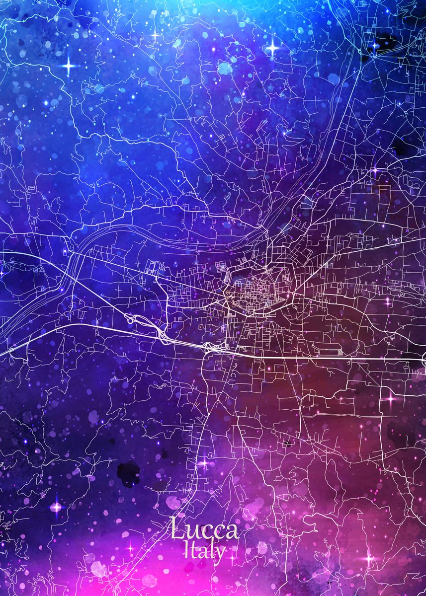 'Lucca City Map Italy' Poster, picture, metal print, paint by Gigi Bgm ...