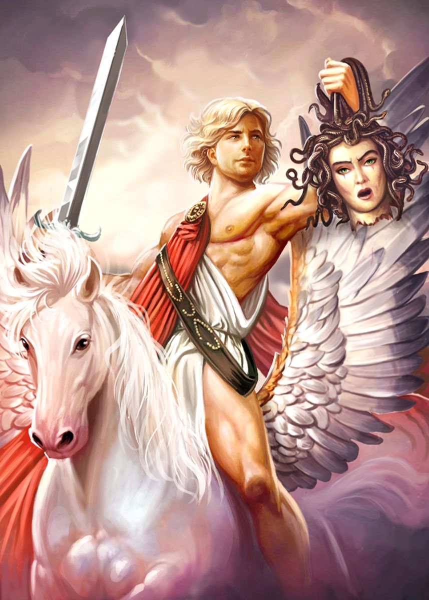 'Perseus and Pegasus ' Poster, picture, metal print, paint by Sunrise ...