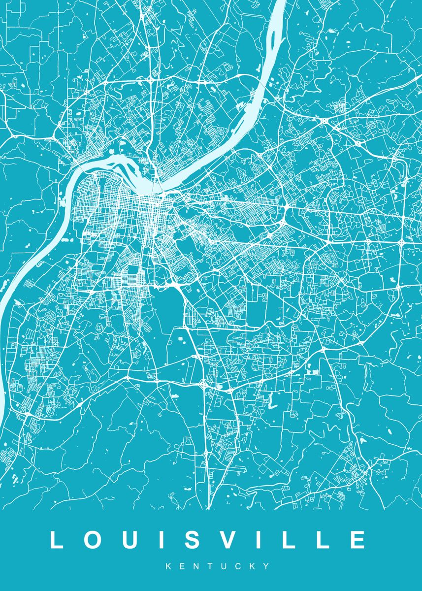 'LOUISVILLE Art Map' Poster, picture, metal print, paint by UrbanMaps ...